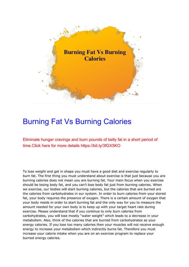 Burning fat vs burning calories | PDF