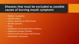 Burning mouth syndrome | PPTX