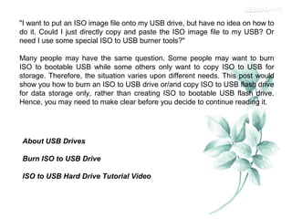 Burn iso image file to usb drive | PPT