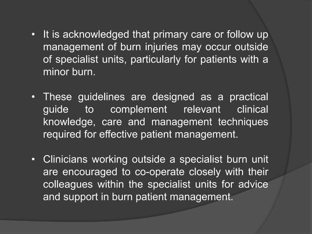 Burn treatment protocol | PPTX | First Aid | Injuries