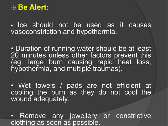 Burn treatment protocol | PPTX | First Aid | Injuries