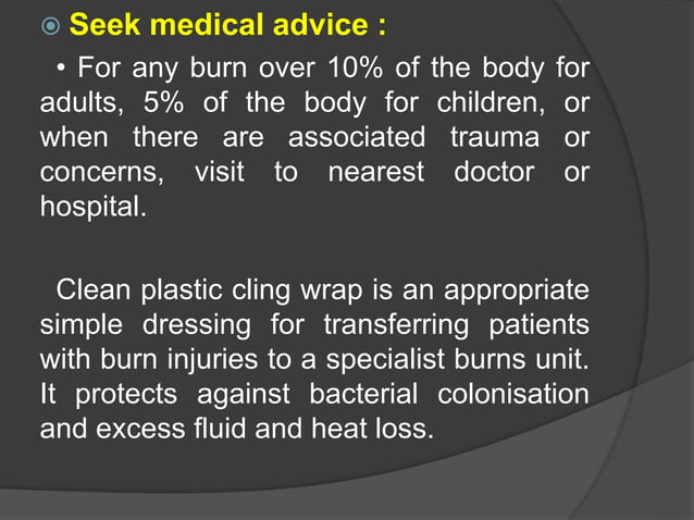 Burn treatment protocol | PPTX | First Aid | Injuries