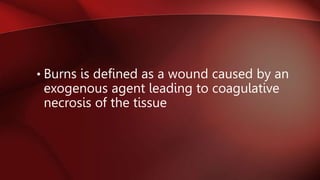 burns management and burns etiology of burns | PPTX