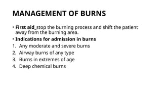 Burns classification management and complications | PPTX