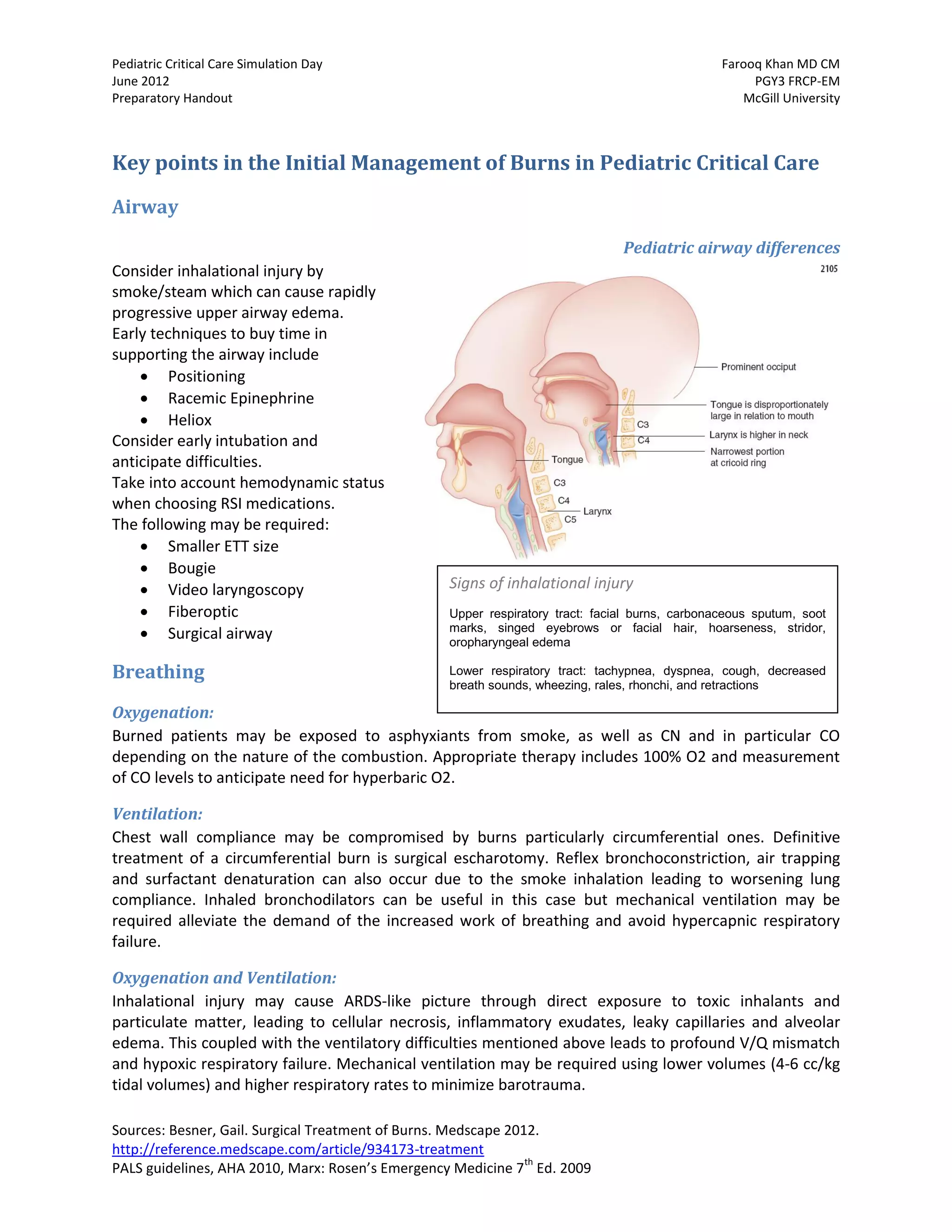 Pediatric Burns - Handout | PDF