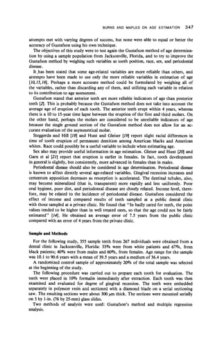 Estimation of Age from Individual Adult Teeth | PDF