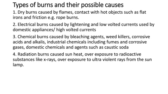 BURNS IN FIRST AID.pptx | First Aid | Injuries