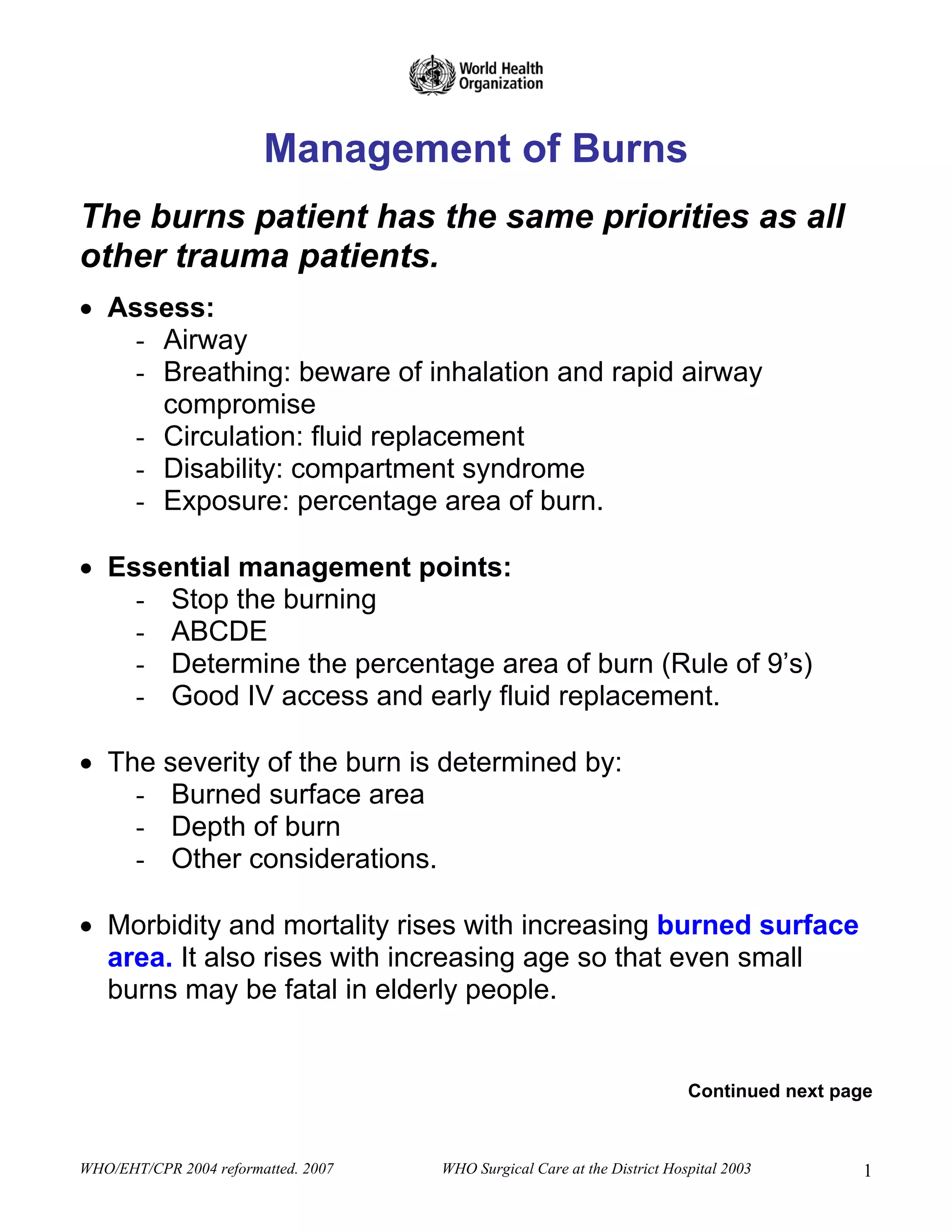 Burns management | PDF