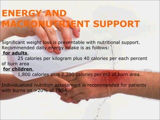 Pathophysiology, Nutritional Management of BURNS | PPT