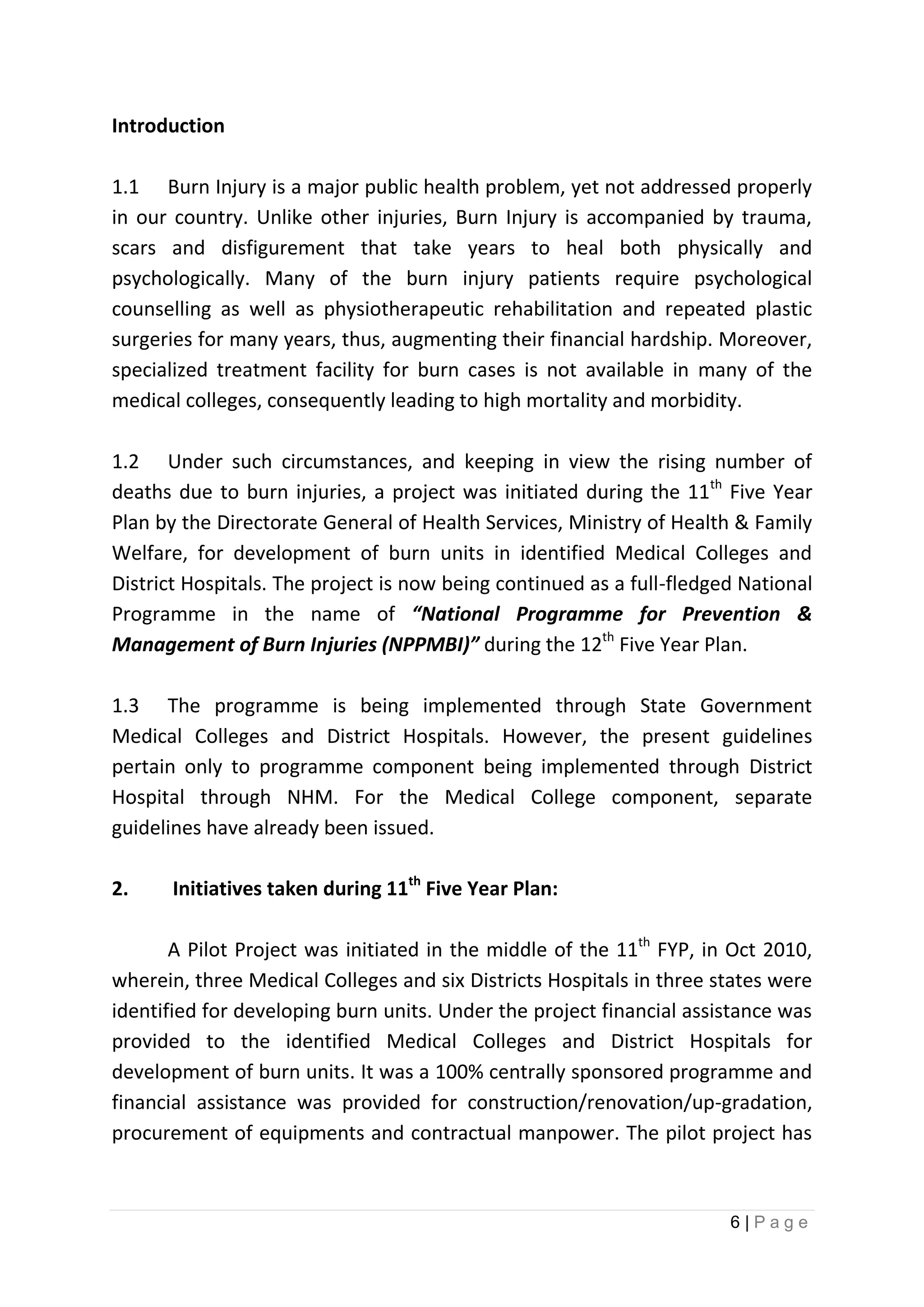 Operational guidelines for establishment of Burn unit | PDF