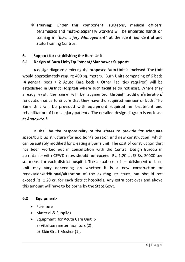 Operational guidelines for establishment of Burn unit | PDF | Injuries ...