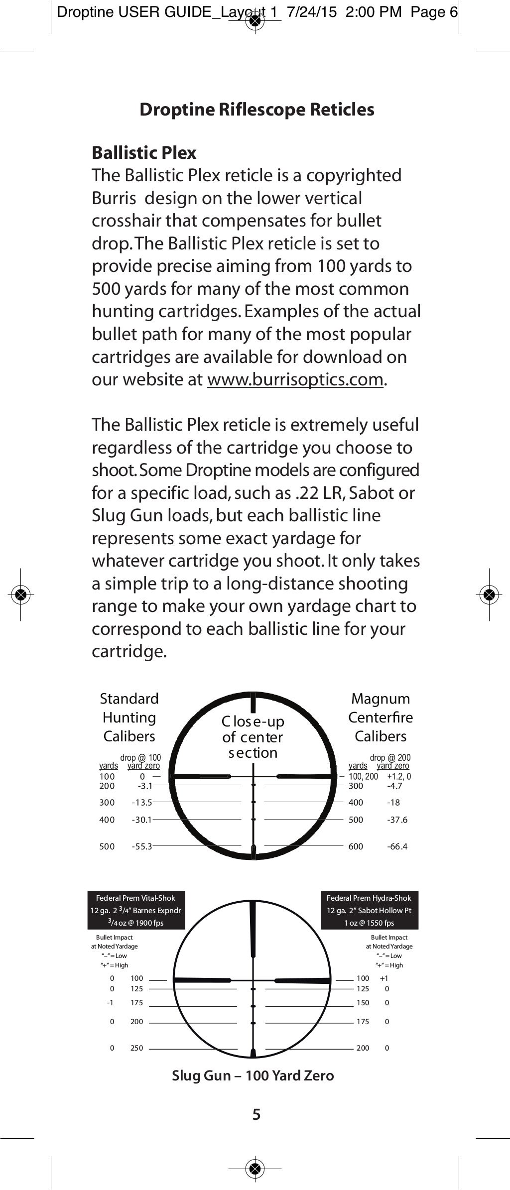 Burris Droptine Riflescopes Instruction Manual | Optics Trade | PDF