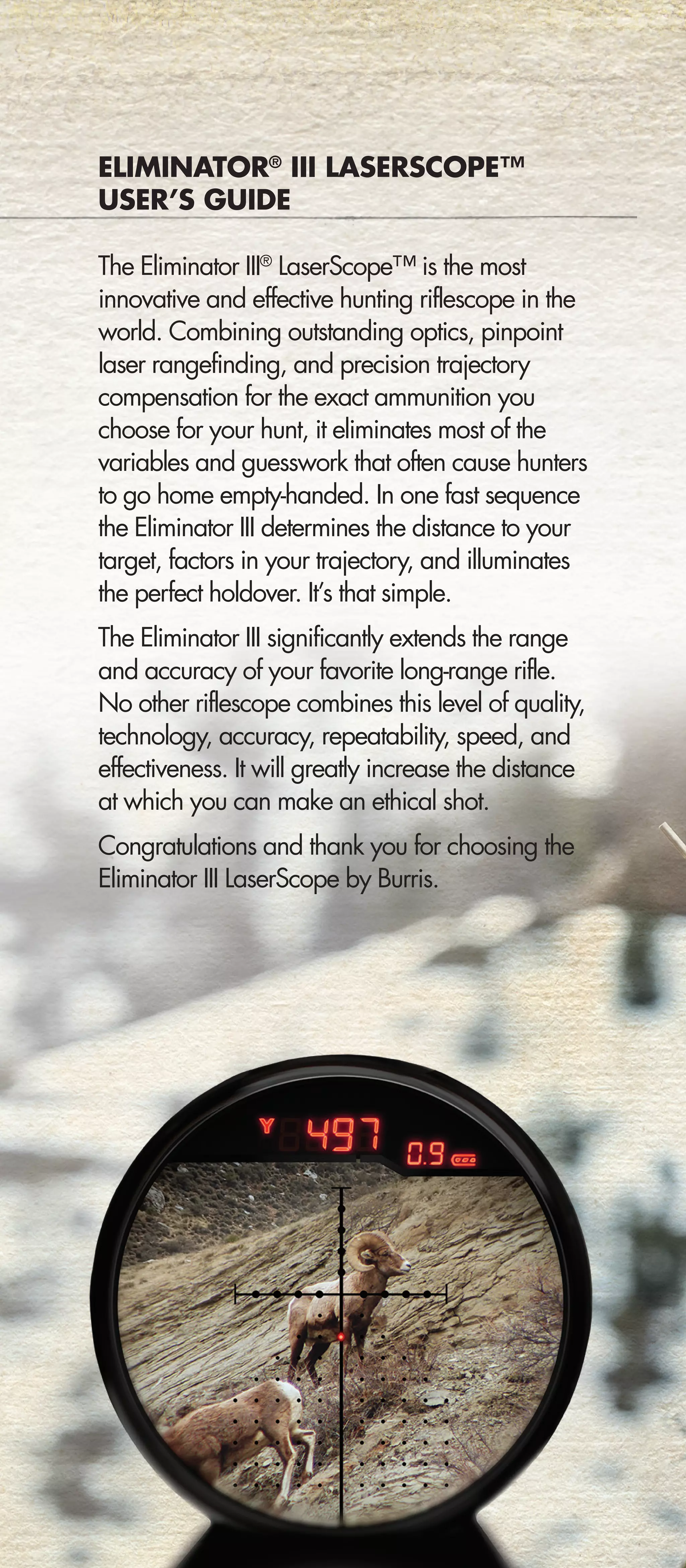 Burris Eliminator III LaserScope Instruction Manual | PDF