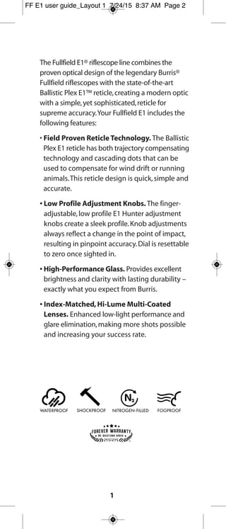 Burris Fullfield E1 Riflescopes Instruction Manual | Optics Trade | PDF