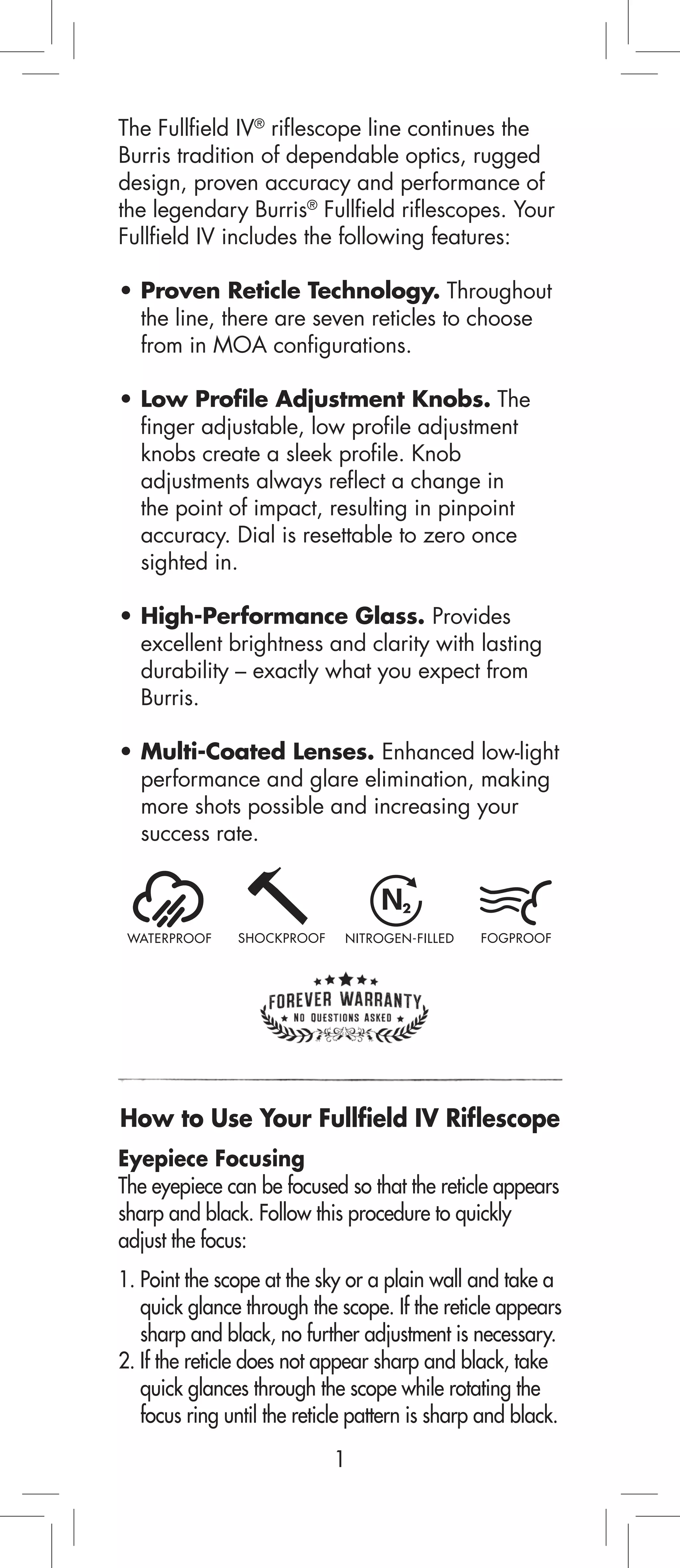 Burris Fullfield IV Riflescopes Instruction Manual | Optics Trade | PDF