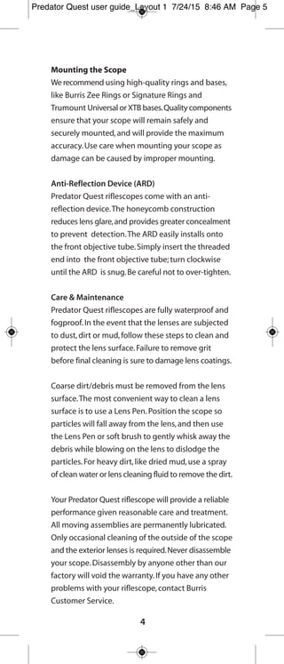 Burris Predator Quest Instruction Manual | PDF