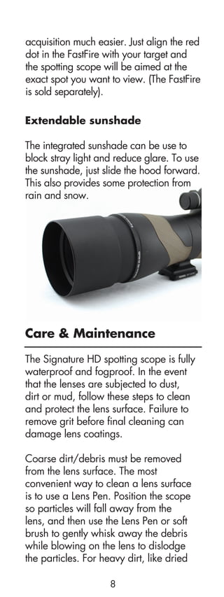 Burris Signature HD Spotting Scope Instruction Manual | Optics Trade | PDF