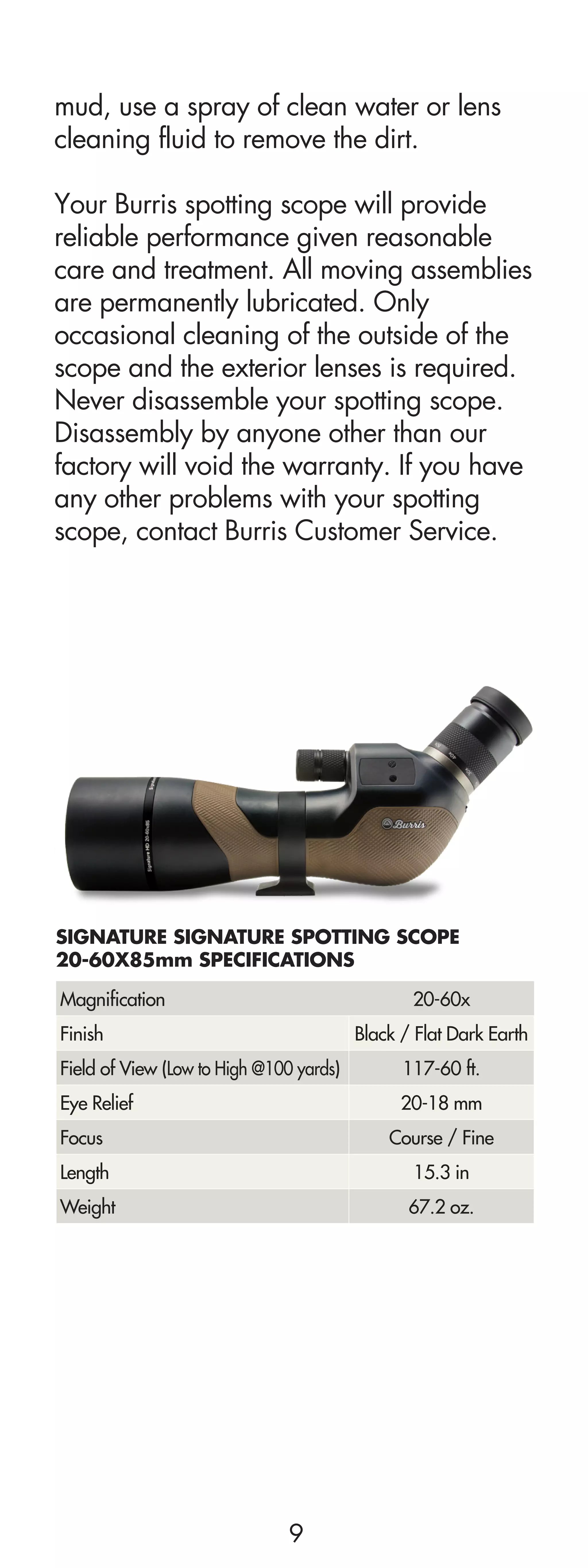 Burris Spotting Scope Instruction Manual | Optics Trade | PDF