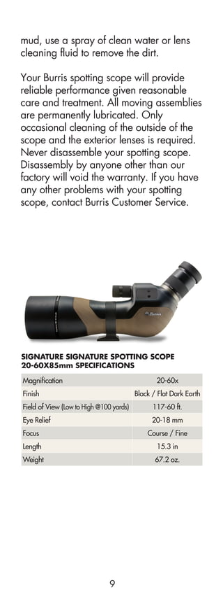 Burris Spotting Scope Instruction Manual | Optics Trade | PDF