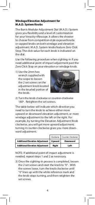 Instruction Manual | Burris Veracity Riflescopes | Optics Trade | PDF