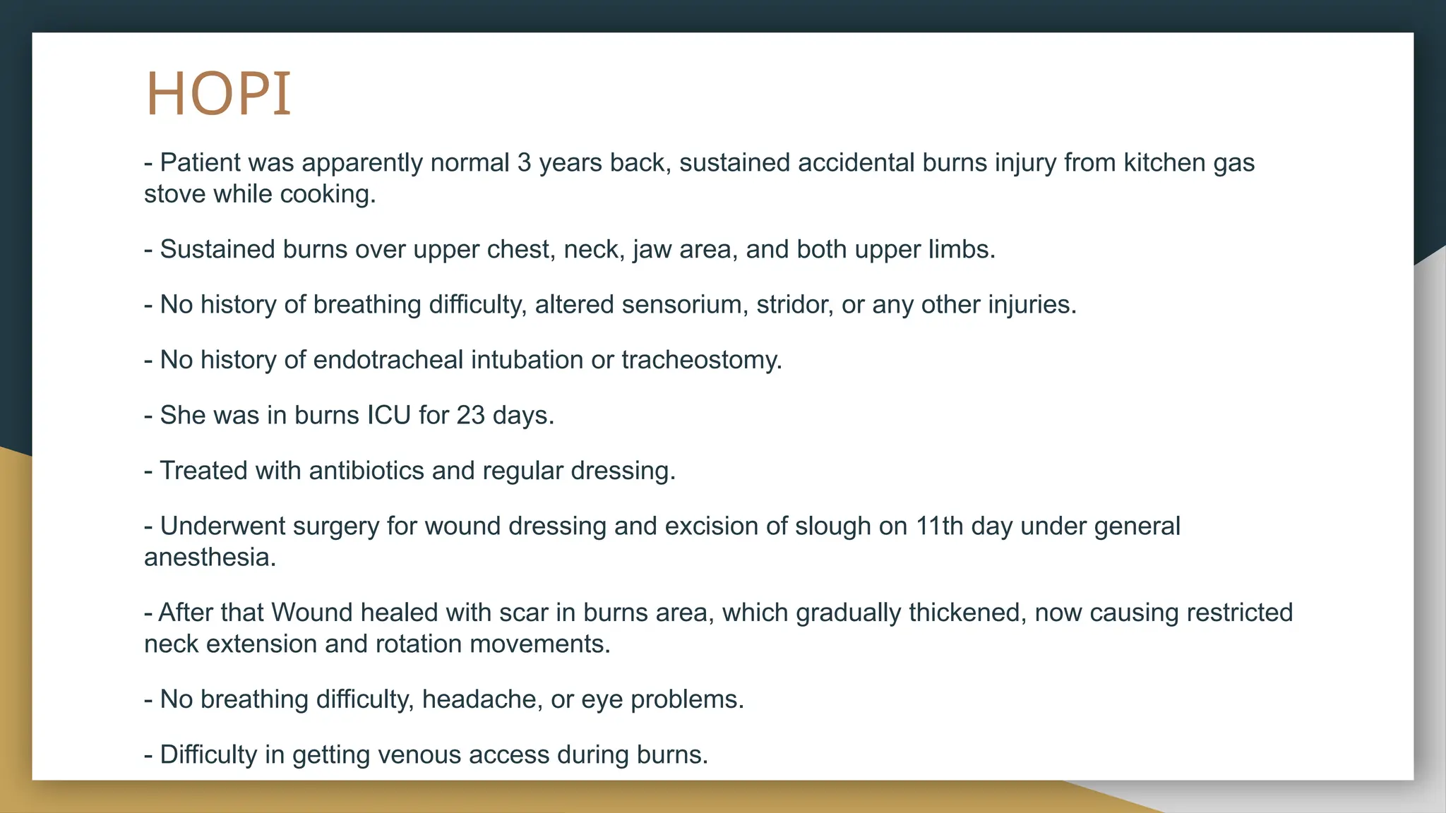 Anesthesia in burn injury patient- case presentation | PPTX