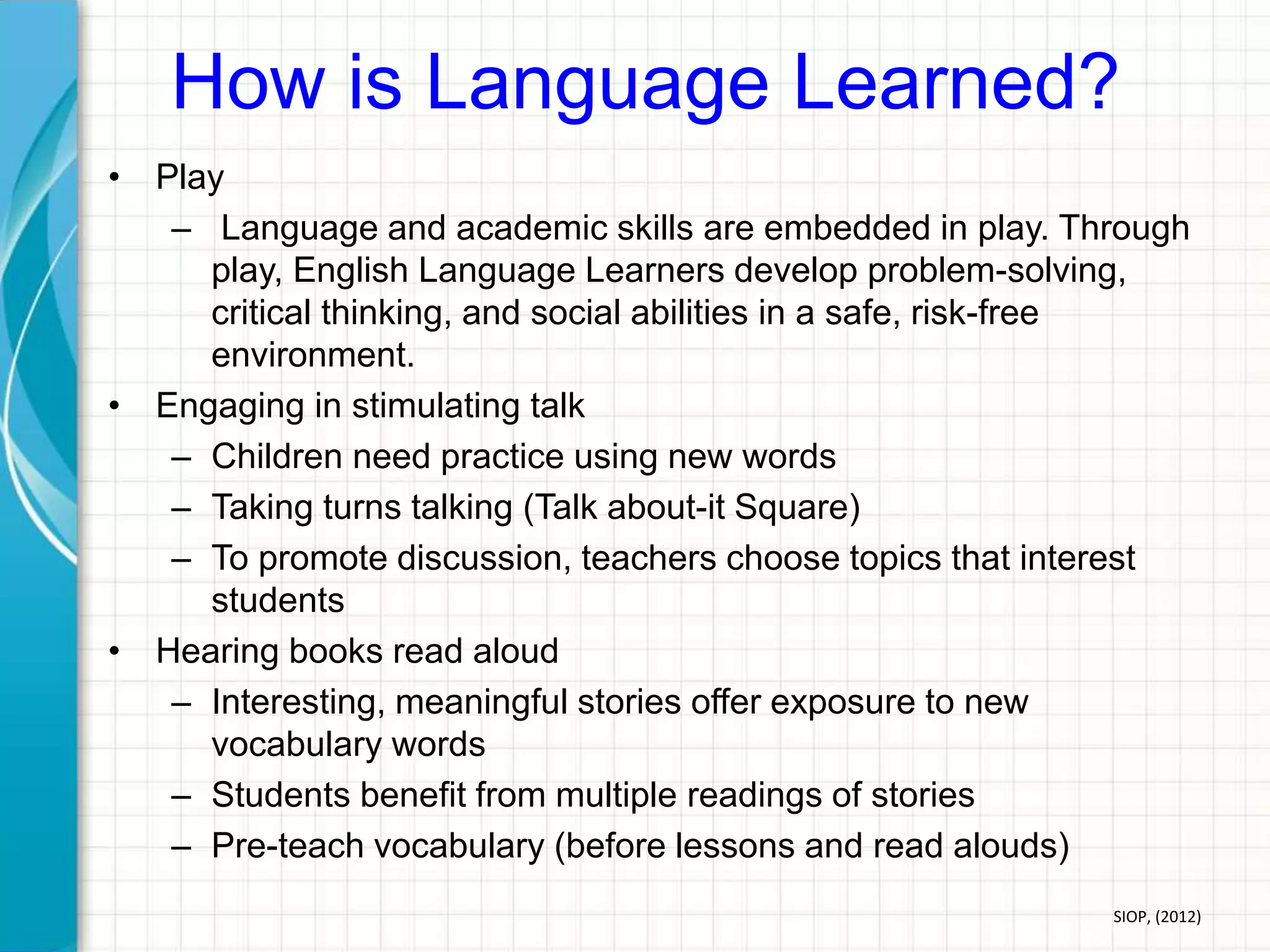 Literacy Development for Young ELLs | PPTX | Education