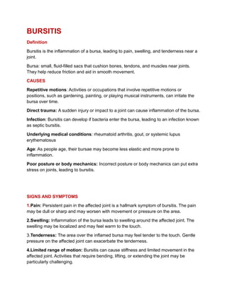 Bursitis for 3rd semester BSC nursing.medical surgical nursing ...