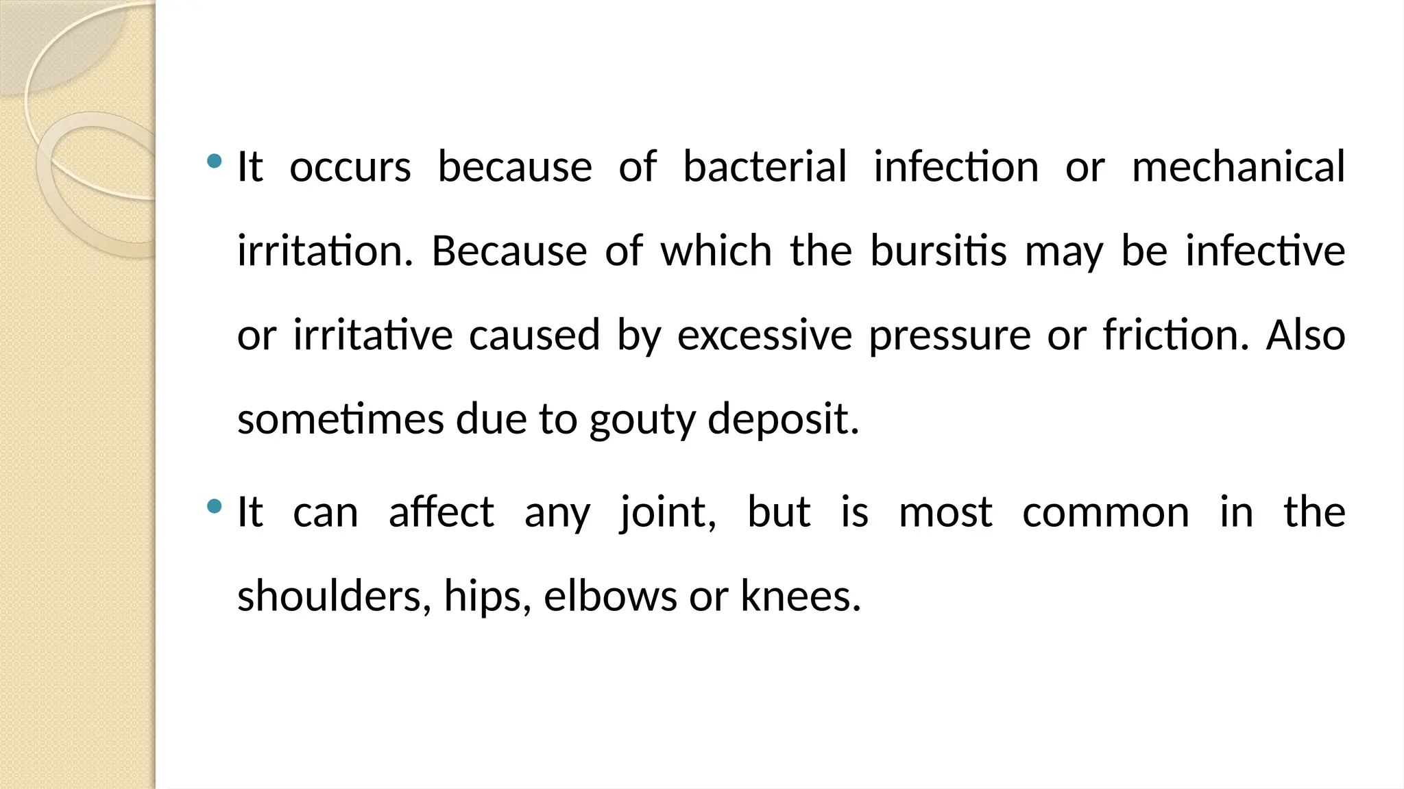 Bursitis, Causes, Pathophysiology, CM, Management.pptx