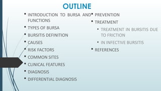 bursitis-definition, causes, risk factorsmedical management | PPTX