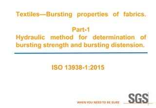 Bursting strength ISO 13938-1 (Part-I) | PPTX