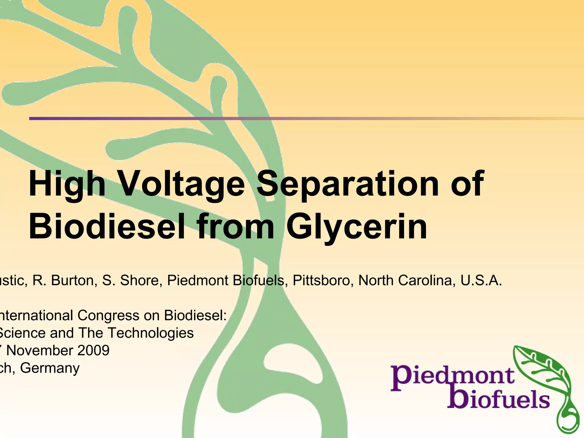 High Voltage Separation of Glycerol | PPT | Chemistry | Science