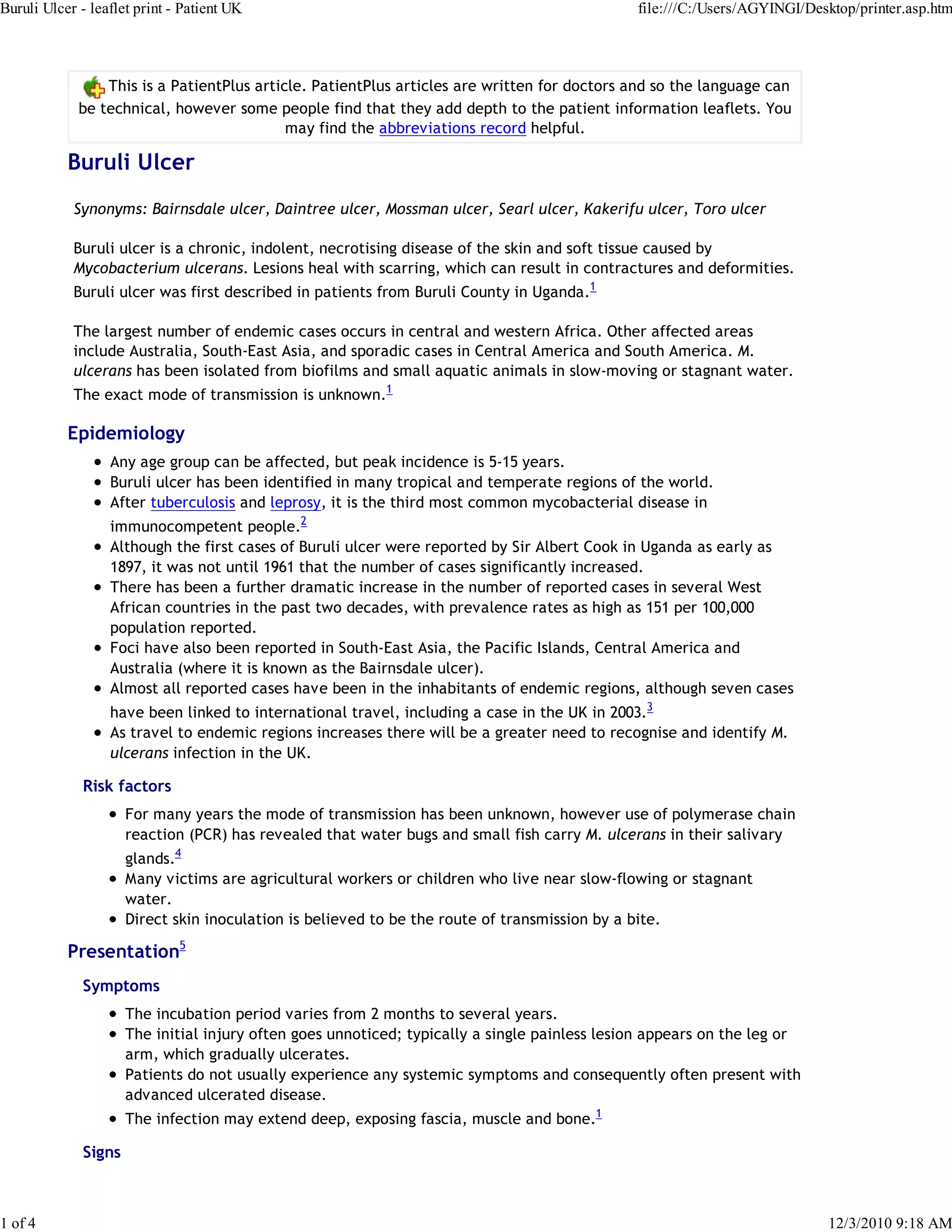 Buruli ulcer leaflet prin... | PDF