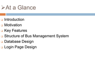 Bus Management System | PPTX