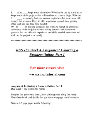 BUS 107 Massive Success / snaptutorial.com