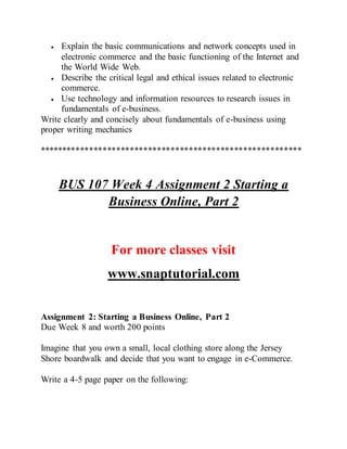 BUS 107 Massive Success / snaptutorial.com