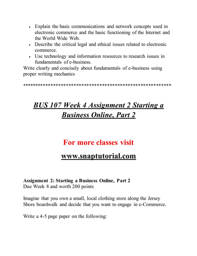 BUS 107 Massive Success / snaptutorial.com
