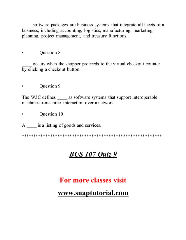 BUS 107 Massive Success / snaptutorial.com