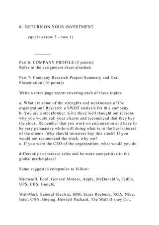 BUS 110 Company Research Project and Presentation (35 points)P.docx