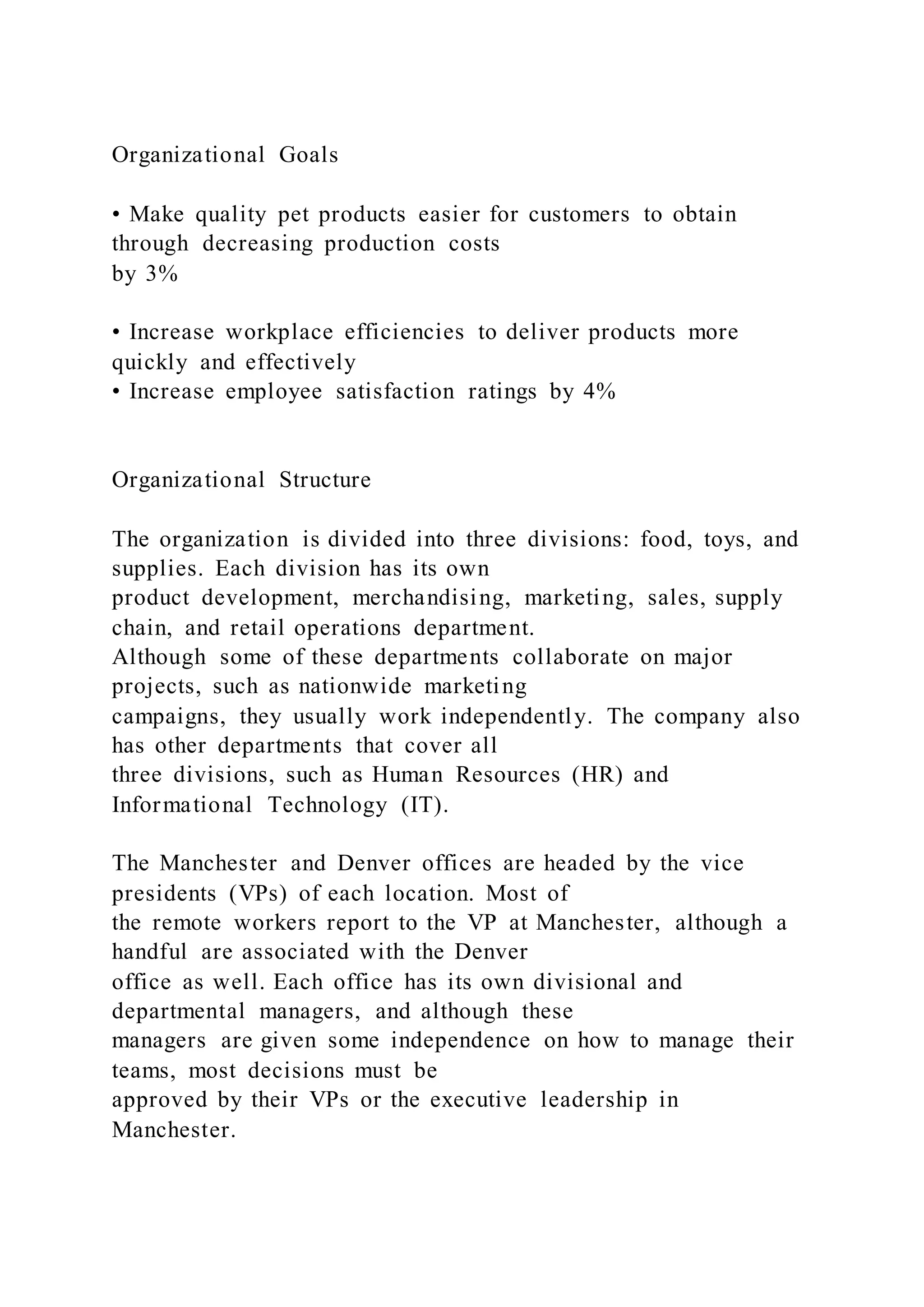 BUS 210 Project One Management Brief Overview The S | DOCX