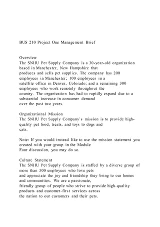 BUS 210 Project One Management Brief Text-Only VersionOrganizati | DOCX
