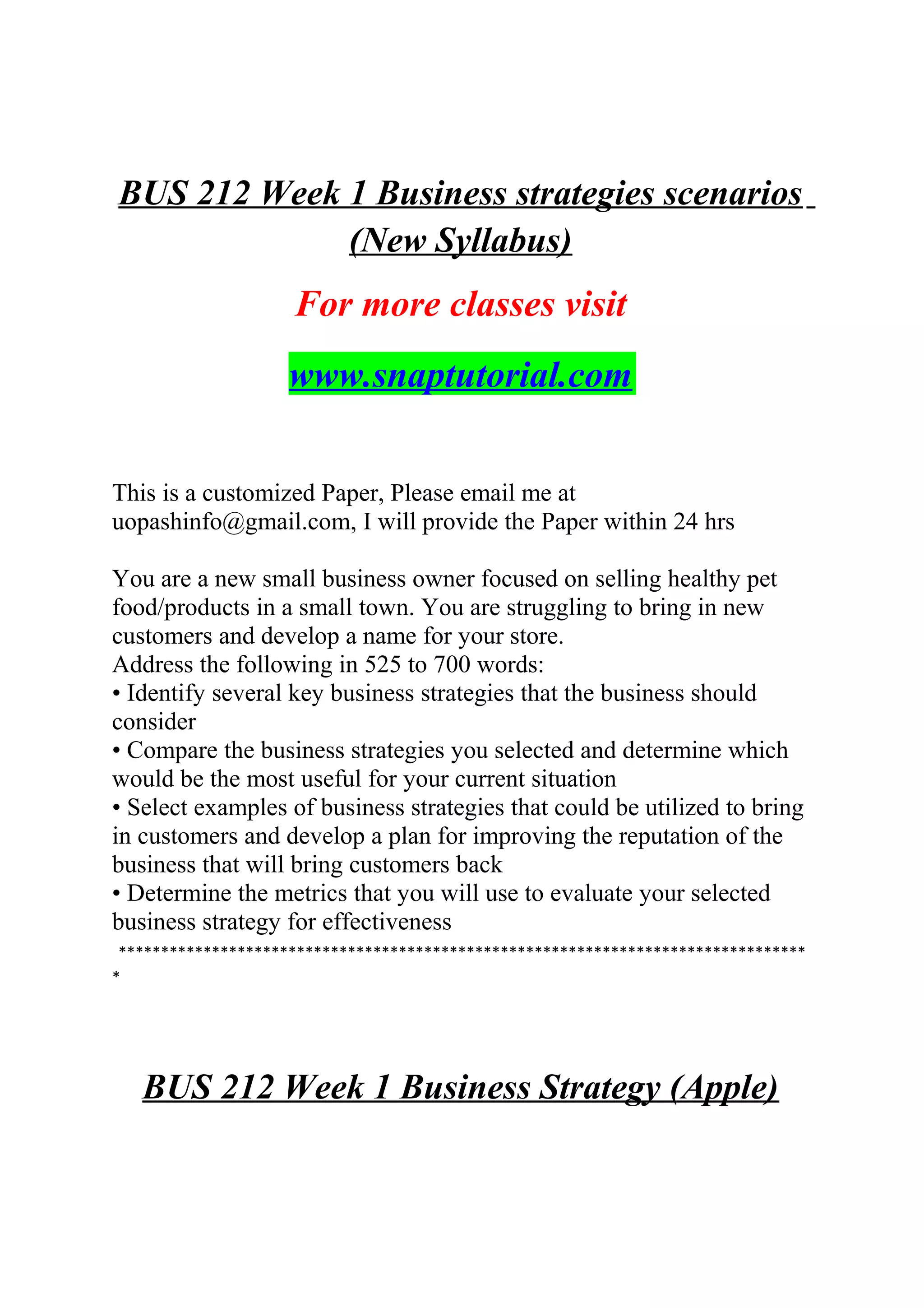 Bus 212 Effective Communication / snaptutorial.com