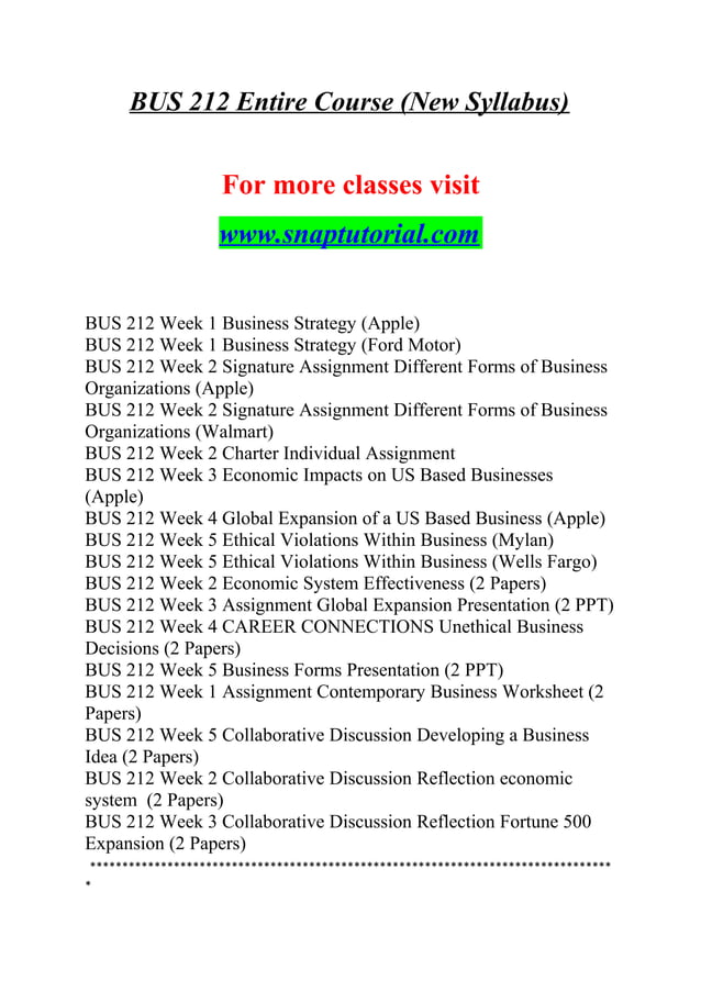 Bus 212 Effective Communication / snaptutorial.com