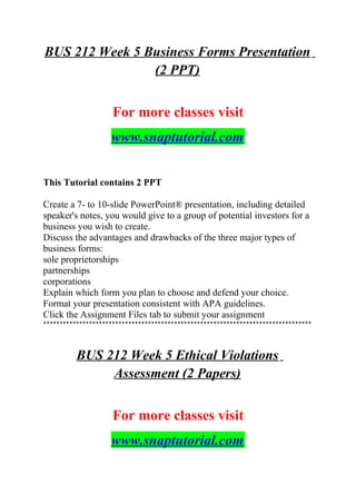 Bus 212 Effective Communication / snaptutorial.com