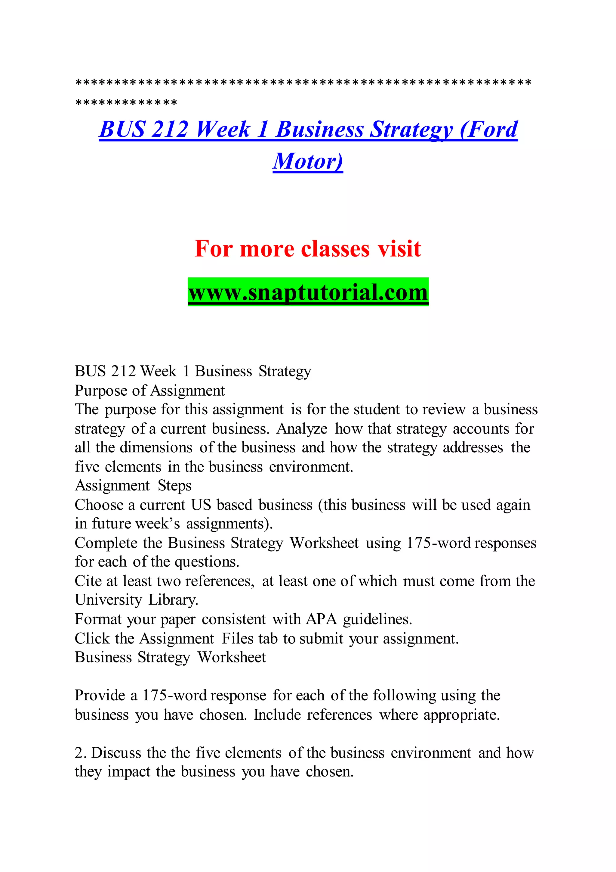 Bus 212 Education Organization / snaptutorial.com