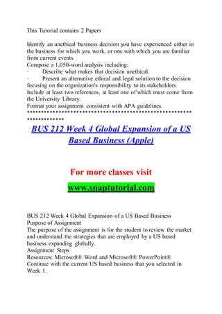 Bus 212 Education Organization / snaptutorial.com