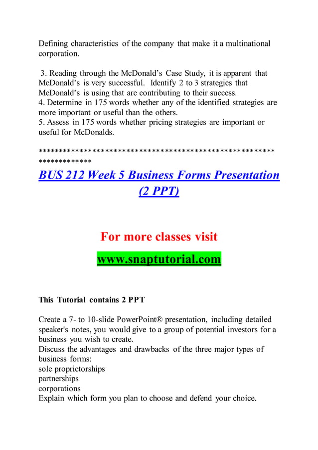 Bus 212 Education Organization / snaptutorial.com