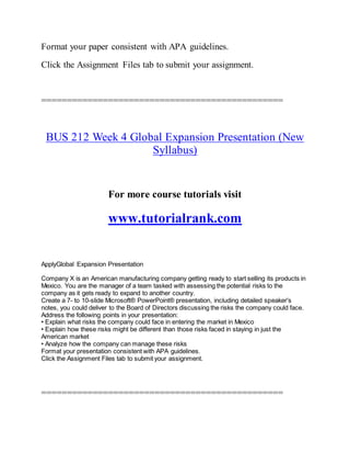 BUS 212 Effective Communication/tutorialrank.com