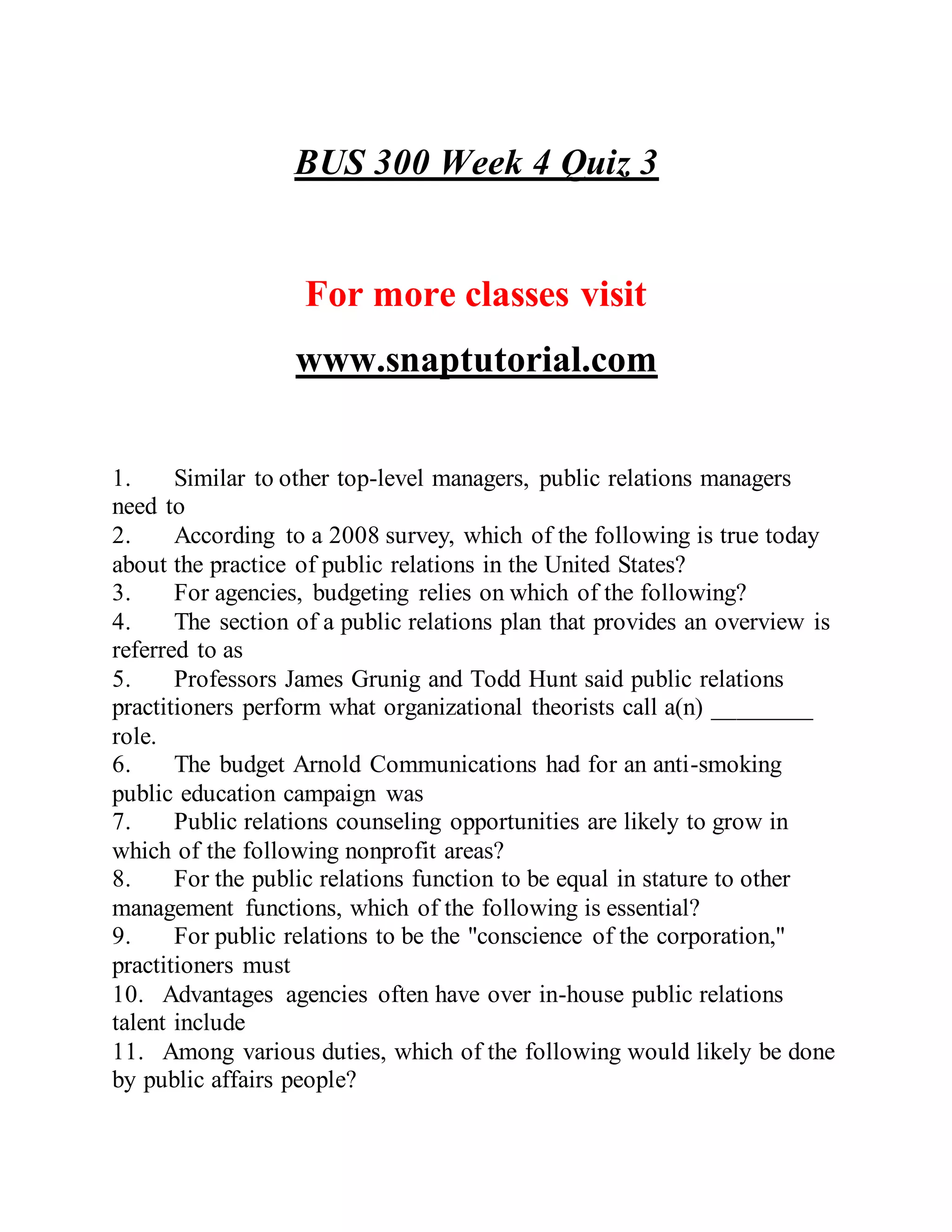 Bus 300 Success Begins / snaptutorial.com