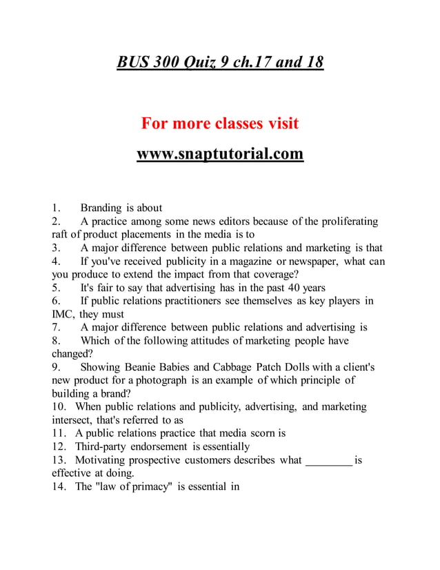 Bus 300 Success Begins / snaptutorial.com