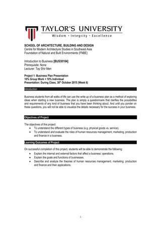 Intro to Business Assignment 1 Business Plan | DOC
